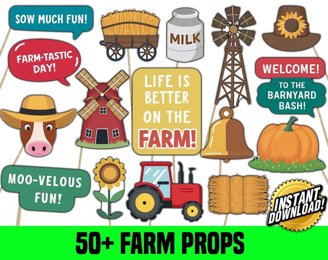 Farm Animals Photo Booth Props, Farm Theme Party Props Decorations ...