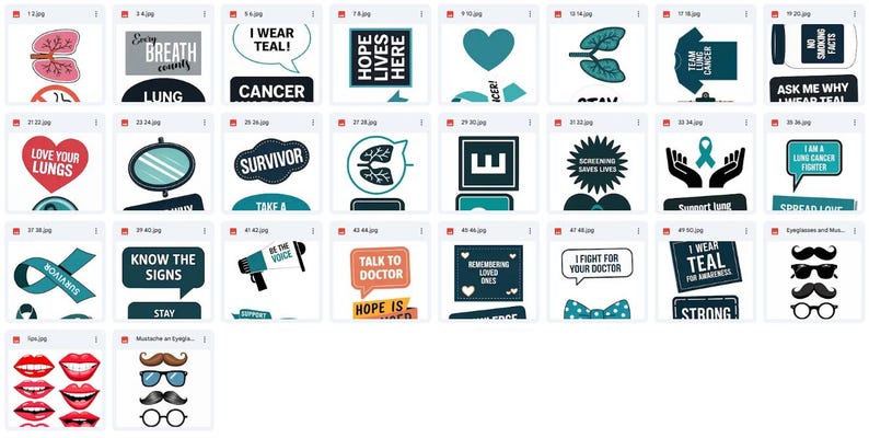 Lung Cancer Awareness, Photo Booth Props, 50+ Party Decorations ...