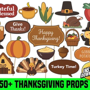 Thanksgiving Photo Booth Props: Turkey Day Party Decorations (digital ...