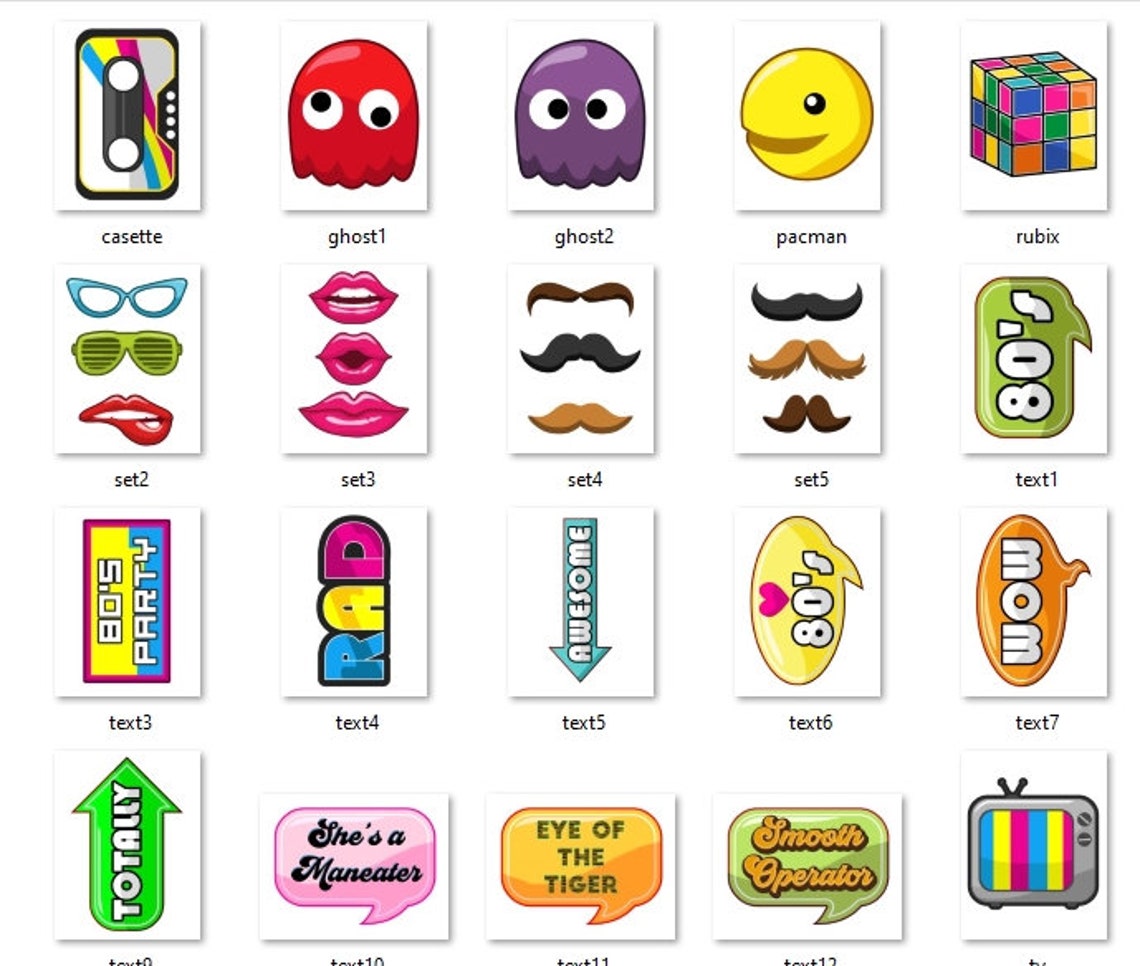 80s Party Photo Booth Props Party Props Retro Party - Etsy