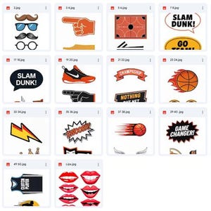Basketball Photo Booth Props, 50+ Party Decorations, Instant Digital ...