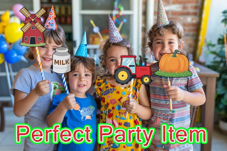 Farm Animals Photo Booth Props: Kids Birthday Party (DIY Instant ...