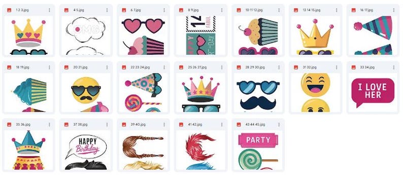 Princess Birthday Photo Booth Props, Girly Party Decorations (digital ...