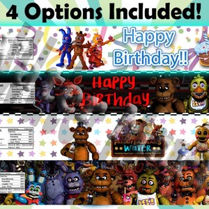 Five Nights at Freddy's FNAF Printable Water Bottle Labels Instant ...