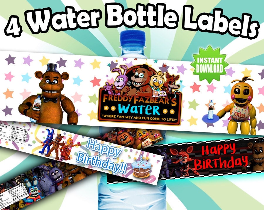 Five Nights at Freddy's FNAF Printable Water Bottle Labels Instant ...
