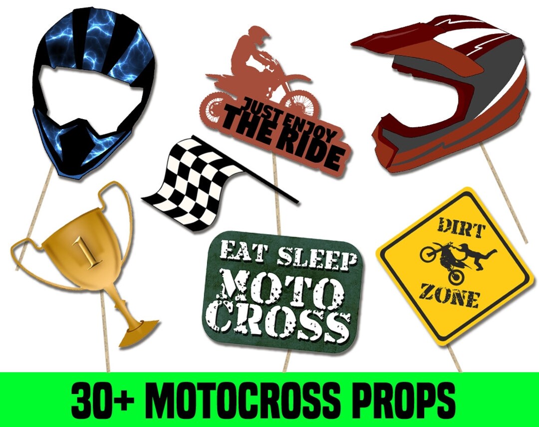 Motocross Birthday Photo Booth Props, Motorcycle Party Supplies ...