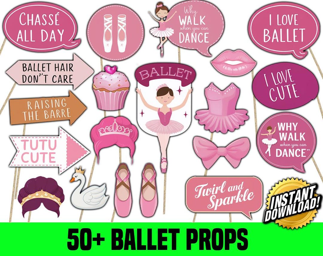 Ballet Inspired Photo Booth Props, Ballerina Party Supplies, Instant ...
