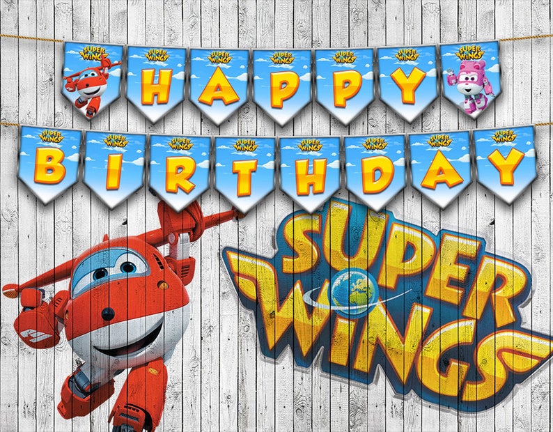 Super Wings, Full Alphabet Garland, Happy Birthday Banner, Custom ...