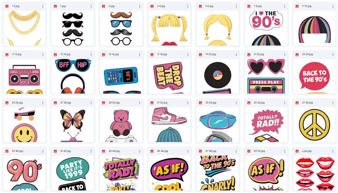 90s Party Photo Booth Props: Disco, Hippie Fever (digital Download) - Etsy