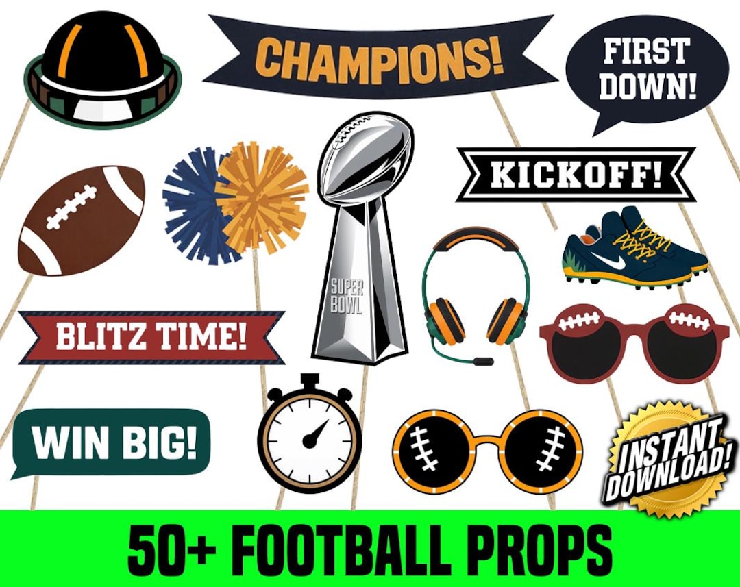 Football Photo Booth Props, Printable Sports Theme Party Décor, Fun DIY ...