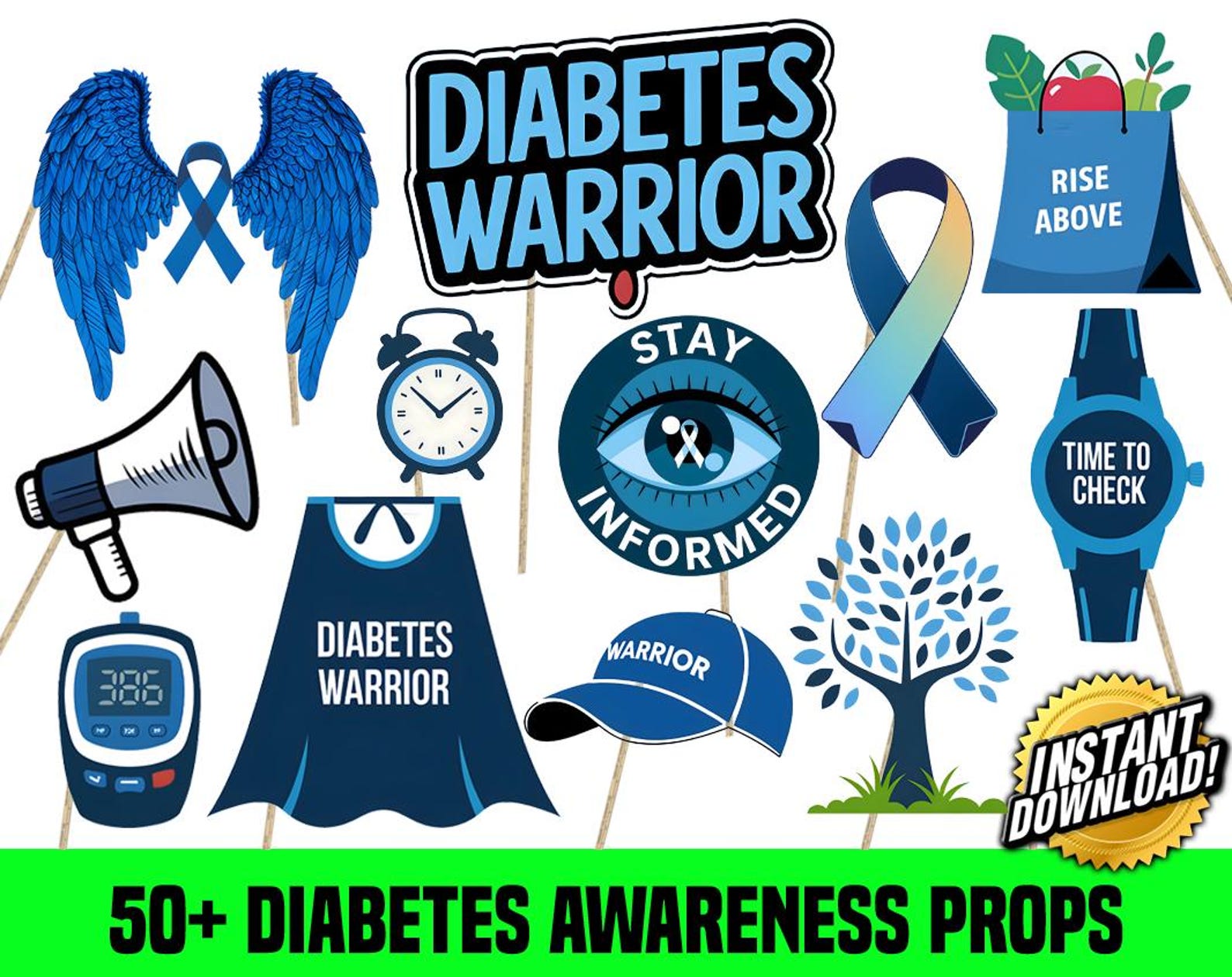 Diabetes Awareness Photo Booth Props: 50+ Party Printables (digital ...