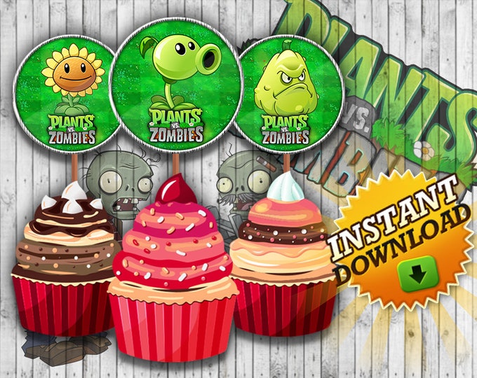 Plants Vs Zombies Toppers Instant Download, Printable Plants Vs Zombies ...