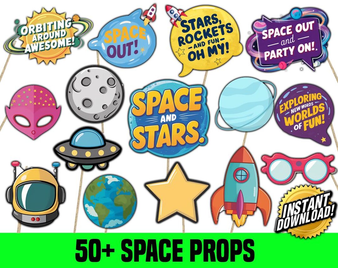 Space Photo Booth Props, Outer Space Party Props Decorations, Kids ...