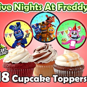 Five Nights at Freddy's FNAF Birthday Cupcake Toppers Instant Download ...