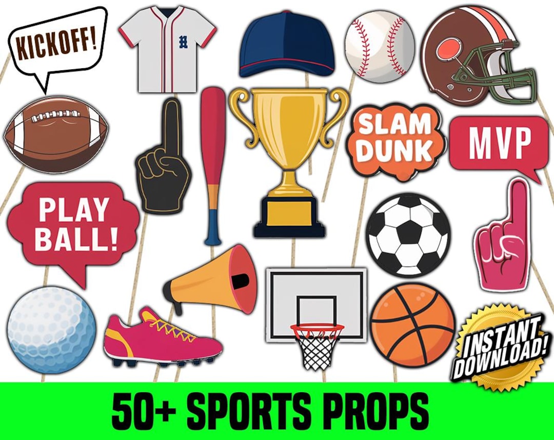Sports Photo Booth Props, Kids Birthday Party Decorations, Printable ...