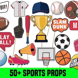 Sports Photo Booth Props, Kids Birthday Party Decorations, Printable ...