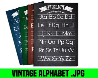 Printable Vintage Alphabet and Numbers Manuscript Print Classroom ...