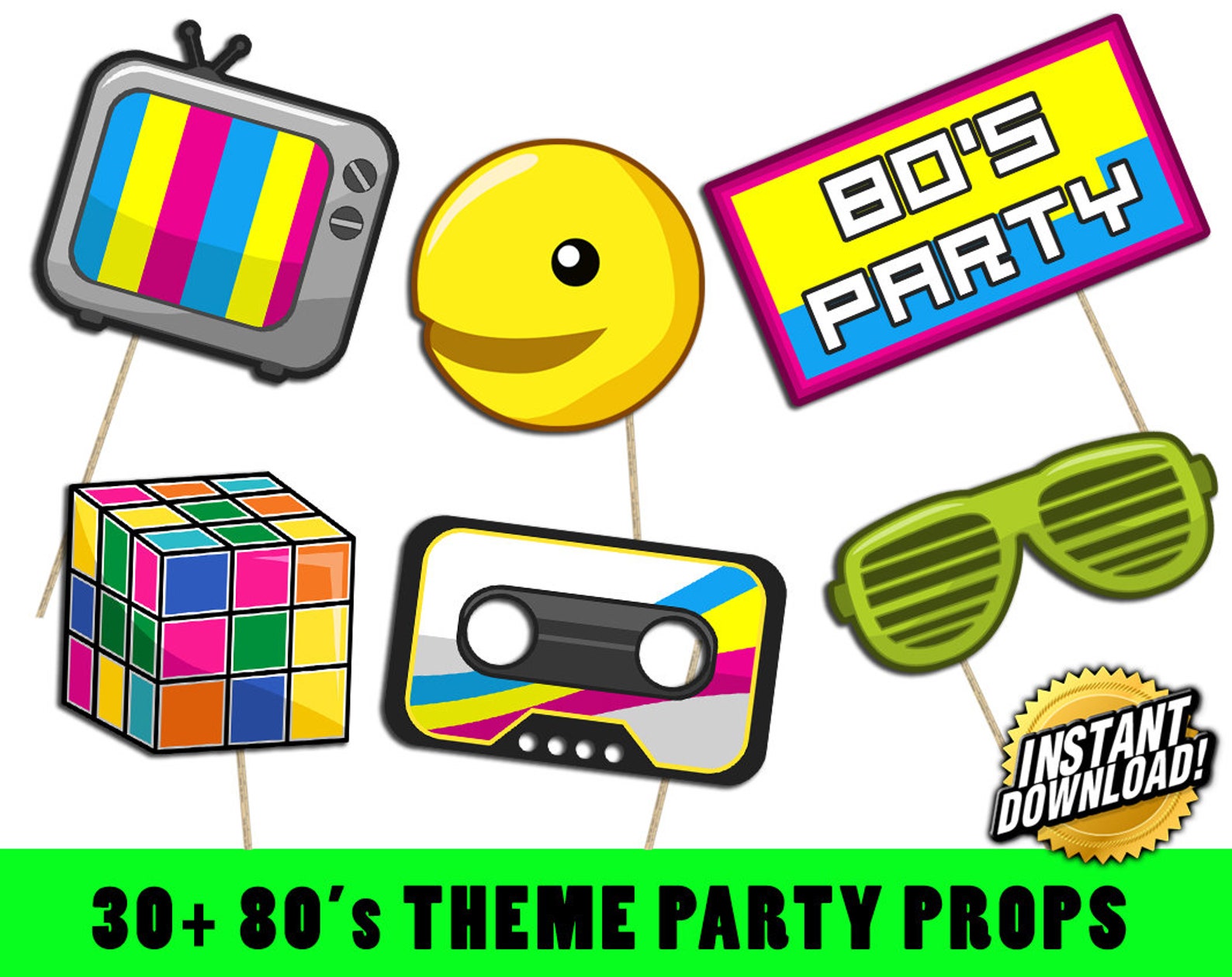 80s Party Photo Booth Props Party Props Retro Party | Etsy