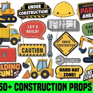 Construction Photo Booth Props, Building Fun Party Props Decorations ...