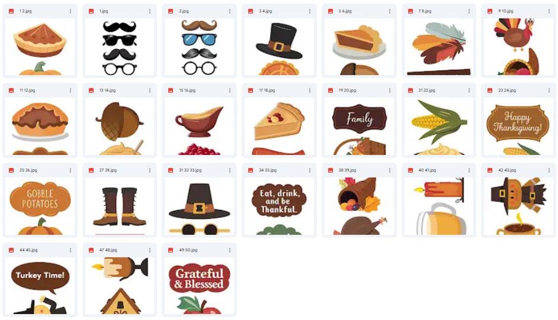 Thanksgiving Photo Booth Props: Turkey Day Party Decorations (digital ...