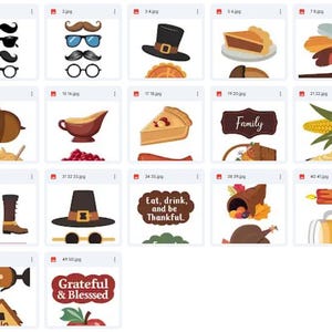 Thanksgiving Photo Booth Props: Turkey Day Party Decorations (digital ...
