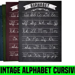 Vintage Alphabet Cursive, Classroom Poster, Educational Poster ...