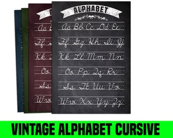 Vintage Alphabet Cursive Classroom Poster Digital Chalkboard - Etsy