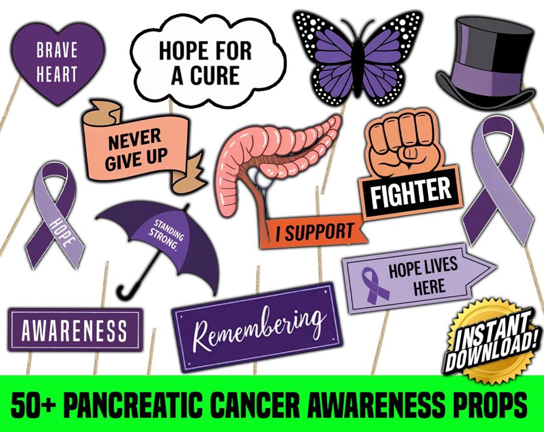 Pancreatic Cancer Awareness, Party Photo Booth Props, Party Printable ...
