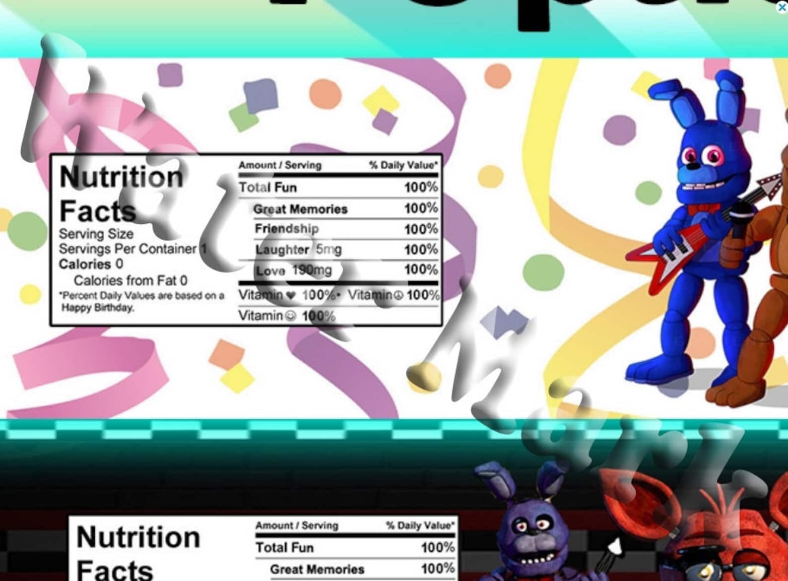 Five Nights at Freddy's FNAF Printable Water Bottle Labels Instant ...