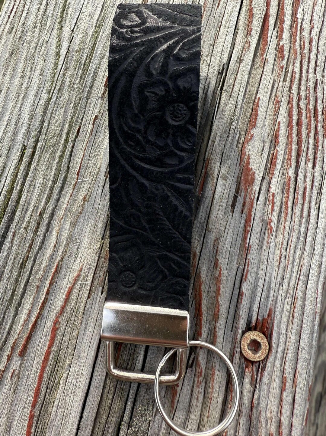 Embossed Leather Key Chain/ Key Fob - Etsy