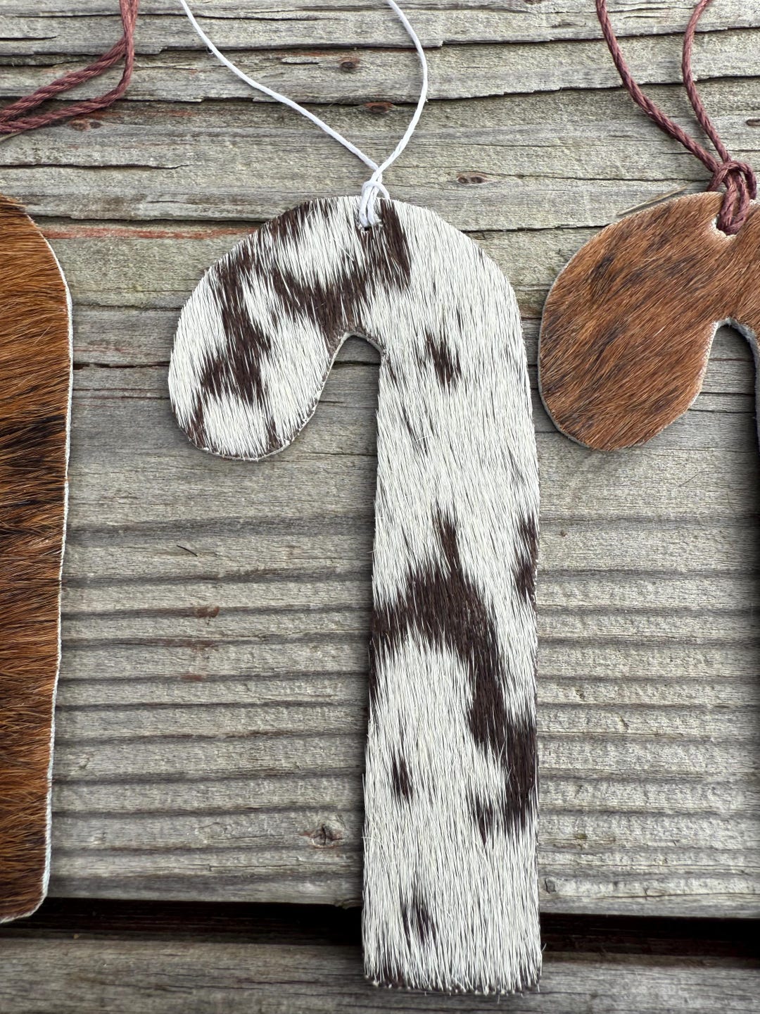 White Brown Hair on Cowhide Candy Cane Ornament/decor - Etsy
