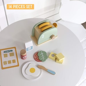 Wooden Toaster Toy Set - Mini Chef Cooking Set - Pretend Cooking Toy ...