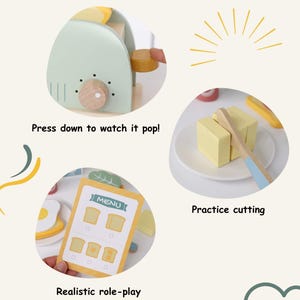 Wooden Toaster Toy Set - Mini Chef Cooking Set - Pretend Cooking Toy ...
