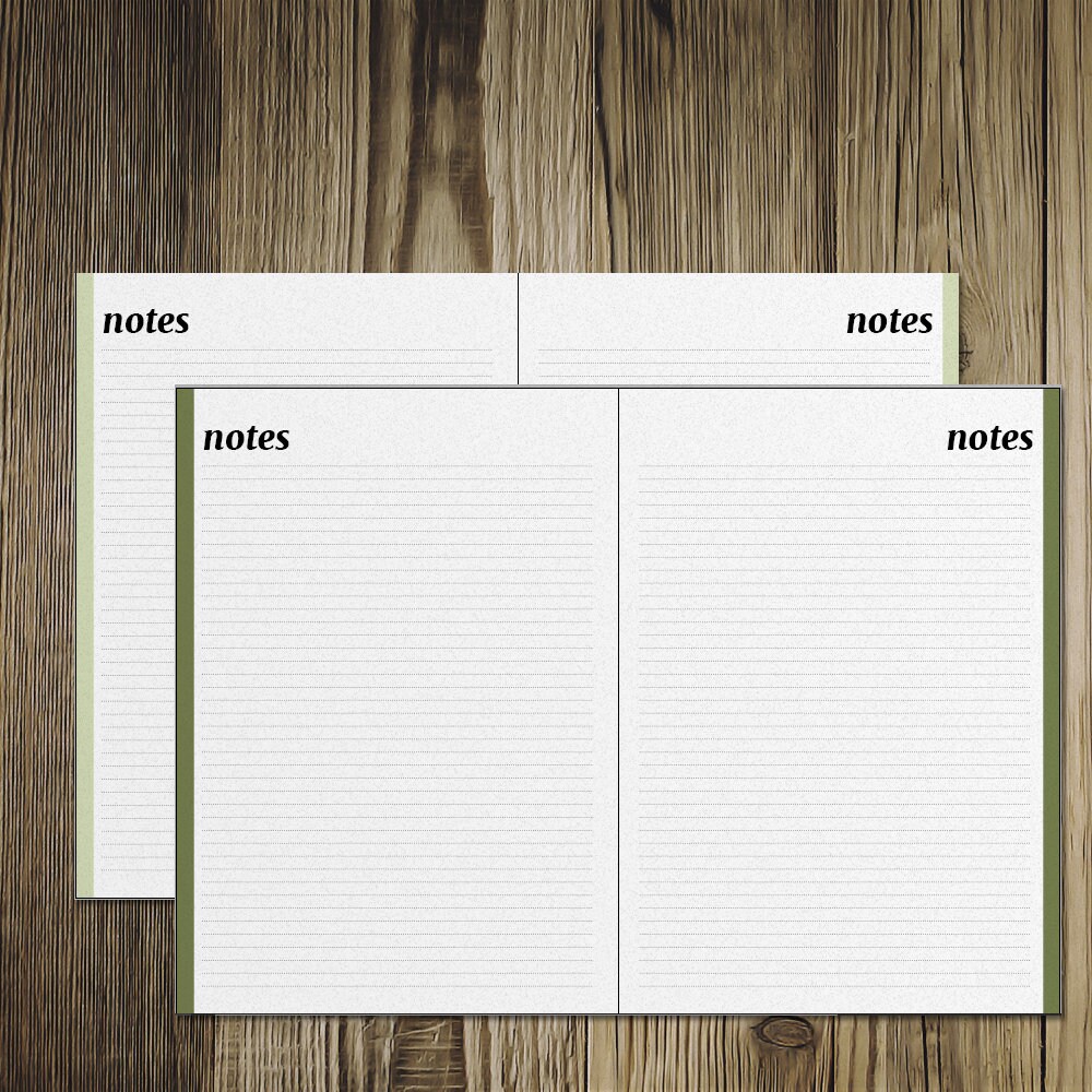 Notes Page Lined Planner Insert Bullet Journal Printable Green ...