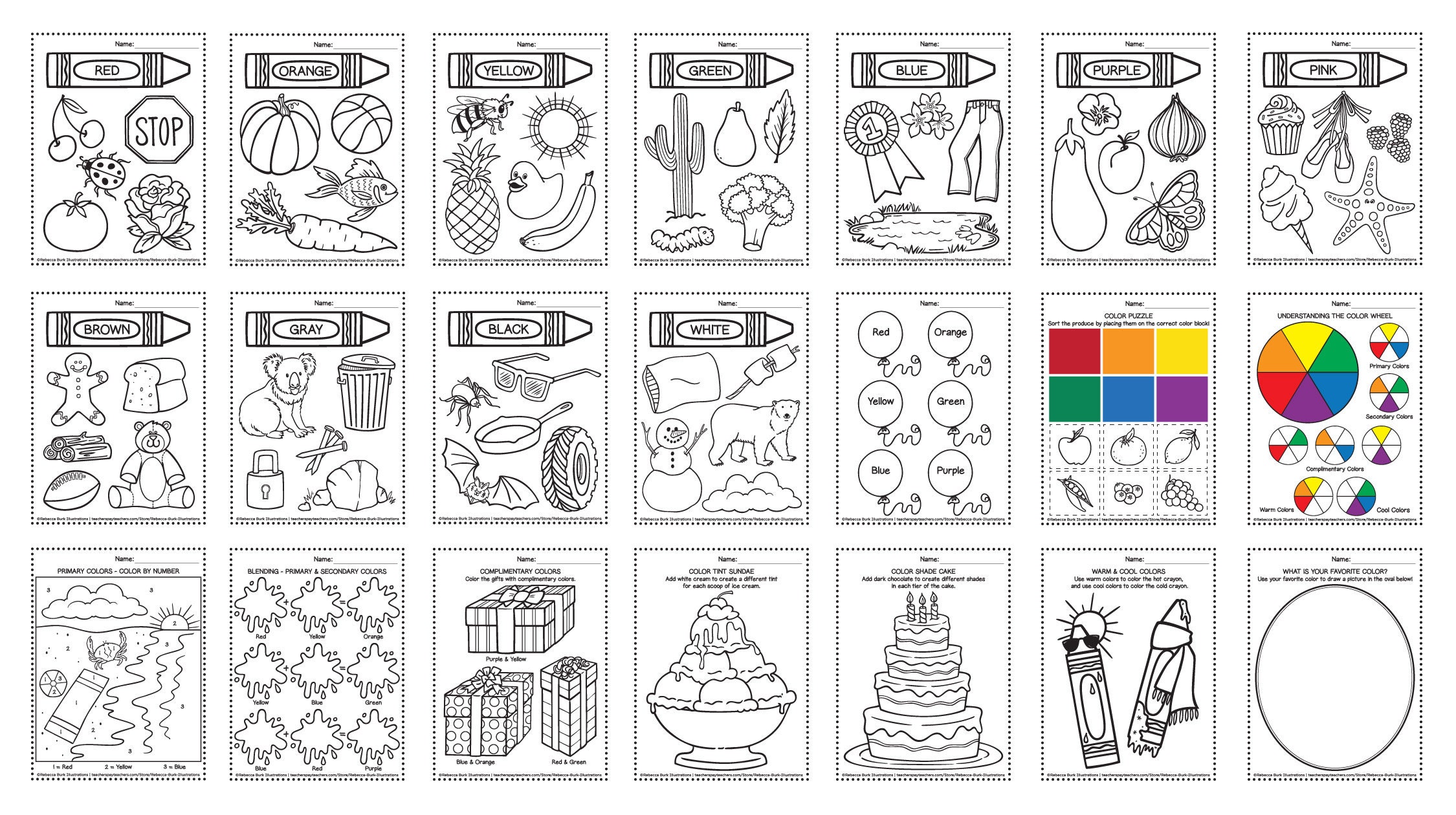 Color Theory - Let's Learn Colors! - Coloring & Activity Pages - Etsy