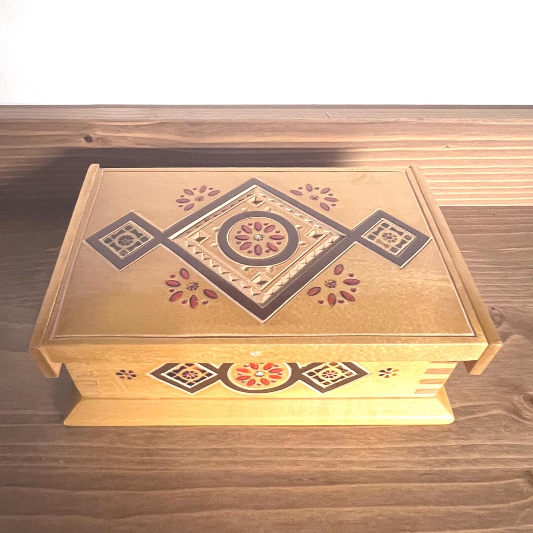 Gorgeous Wood Carved Treasure Box Ukraine Origin Vintage Detailed Hinge ...