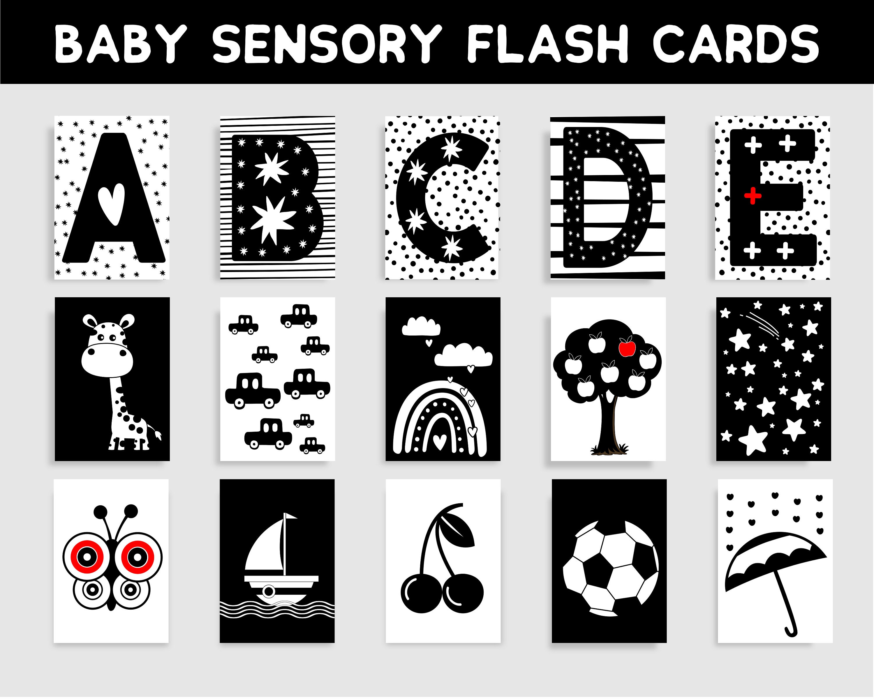64 PRINTABLE High Contrast Baby Sensory Flash Cards Baby - Etsy Canada