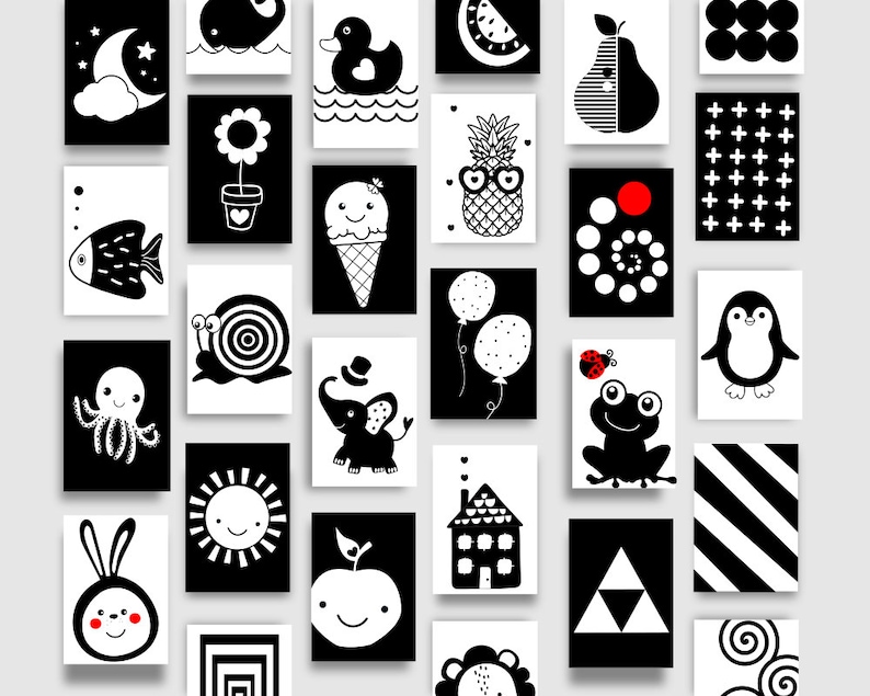 64 PRINTABLE High Contrast Baby Sensory Flash Cards Baby - Etsy Canada