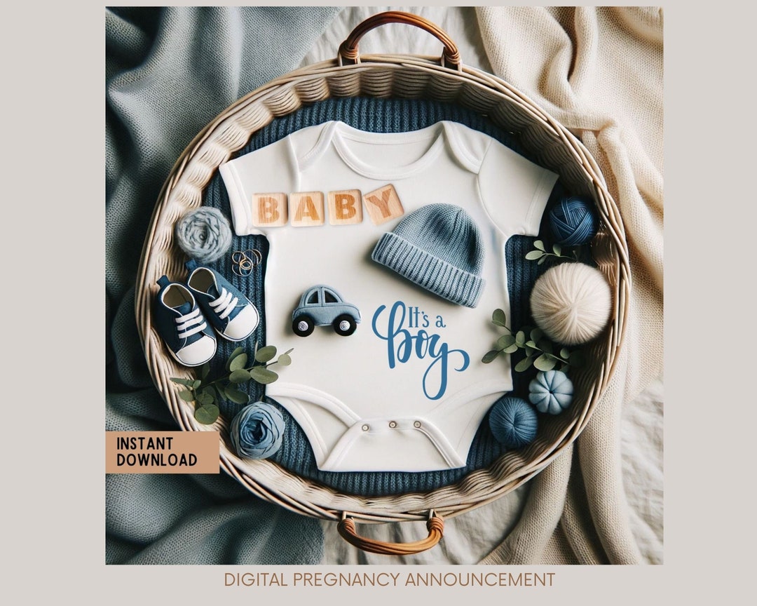 DIGITAL Baby BOY Announcement, Gender Pregnancy Announcement, It's a ...