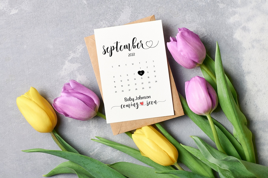 Printable Custom Due Date Calendar, Pregnancy Announcement Calendar ...