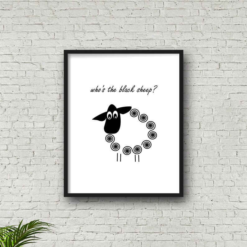 Black Sheep Print Idiom Print Black Sheep Idiom Art Black - Etsy
