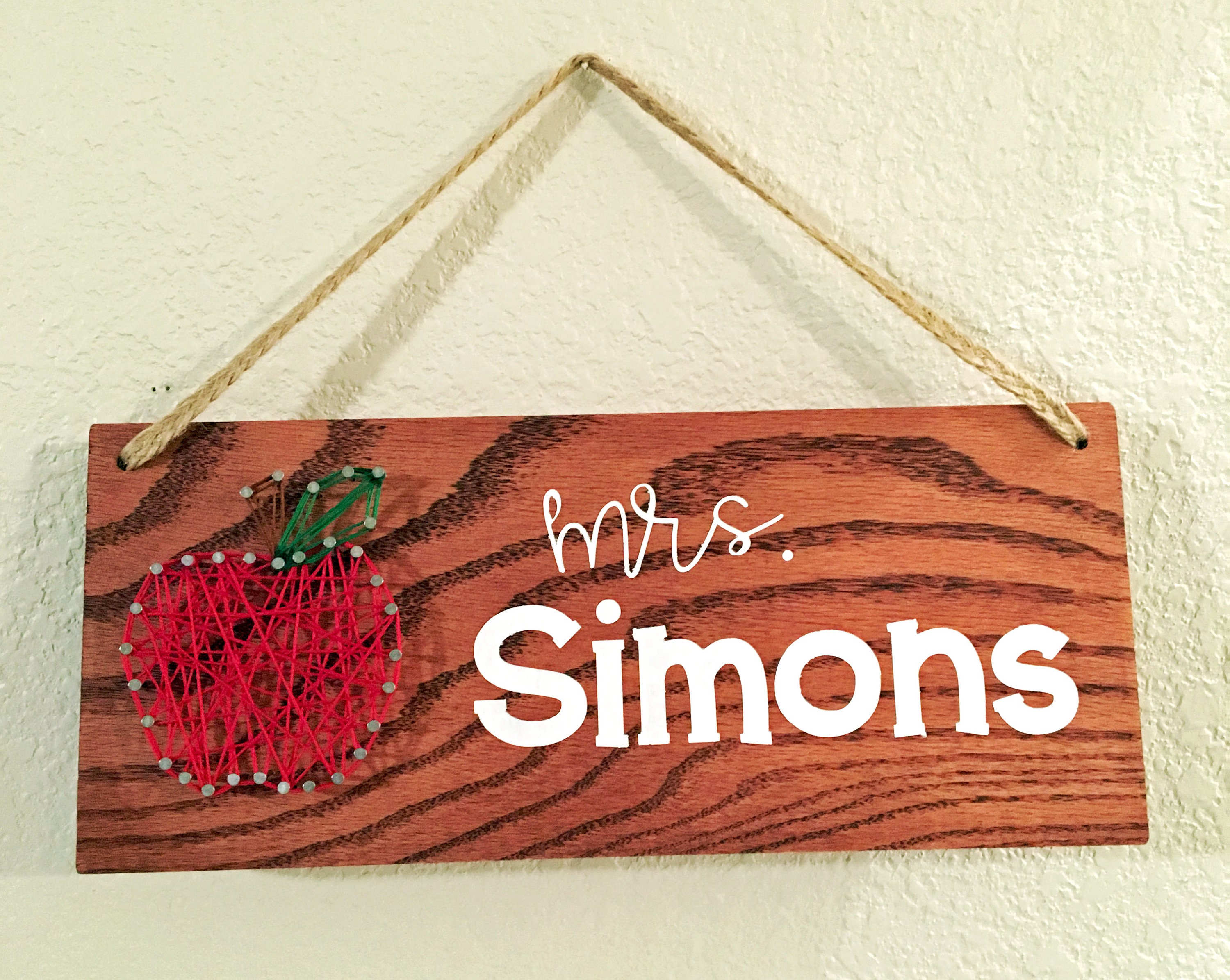 Wooden String Art Teacher Plaque Sign Custom Gift Apple Appreciation - Etsy