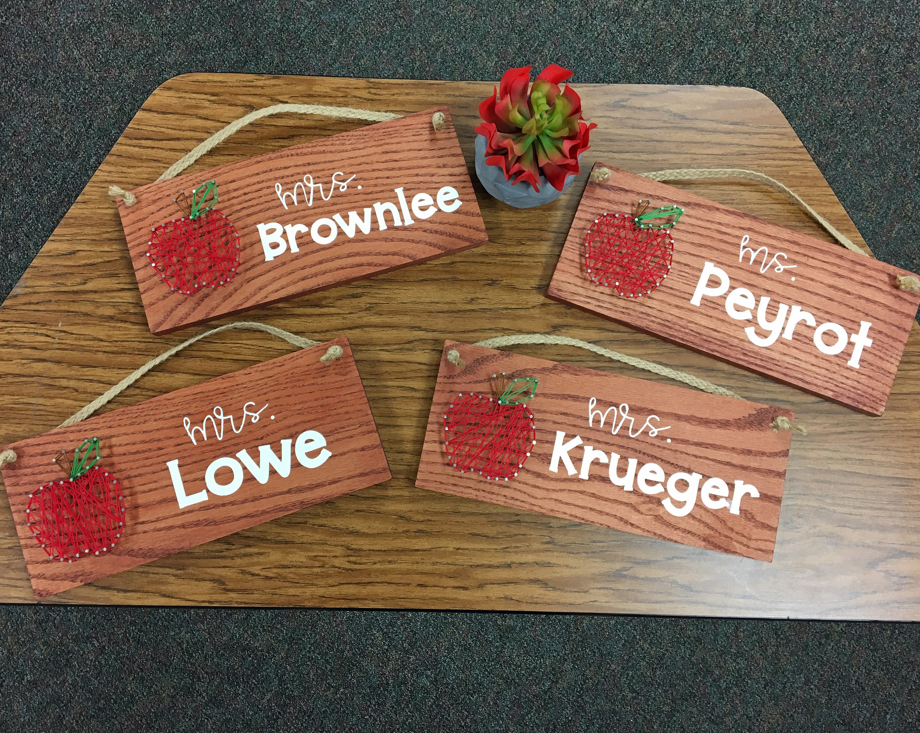 Wooden String Art Teacher Plaque Sign Custom Gift Apple - Etsy