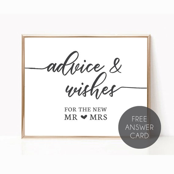Printable Advice And Wishes For The New Mr And Mrs Sign Etsy Ireland