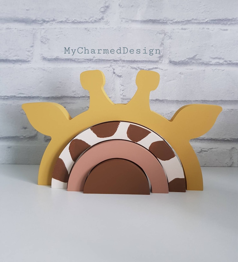 Giraffe Stacking Rainbow Shelfie Kids Room Decor Jungle - Etsy