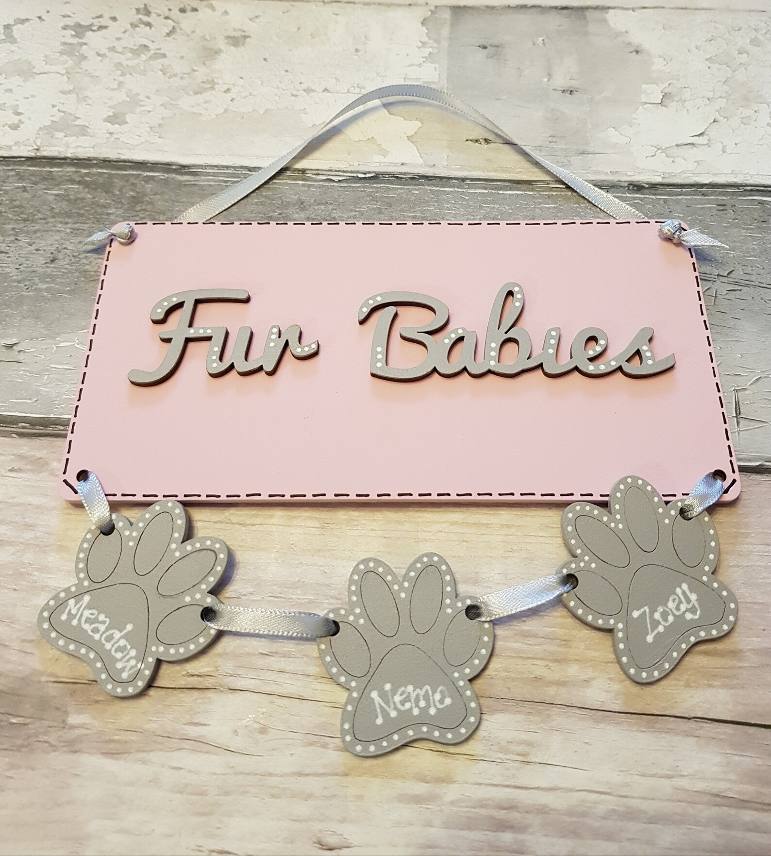 Fur Babies Sign With Hanging Paw Prints Personalised Pet - Etsy
