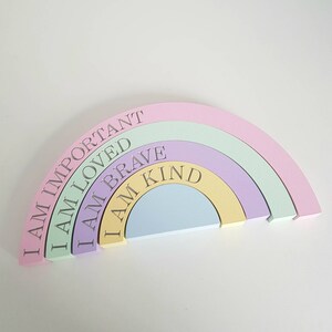 Wooden Rainbow Positive Affirmations - Etsy UK