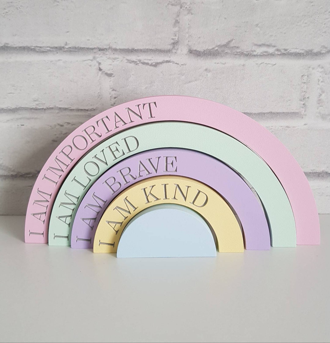 Wooden Rainbow Positive Affirmations - Etsy UK