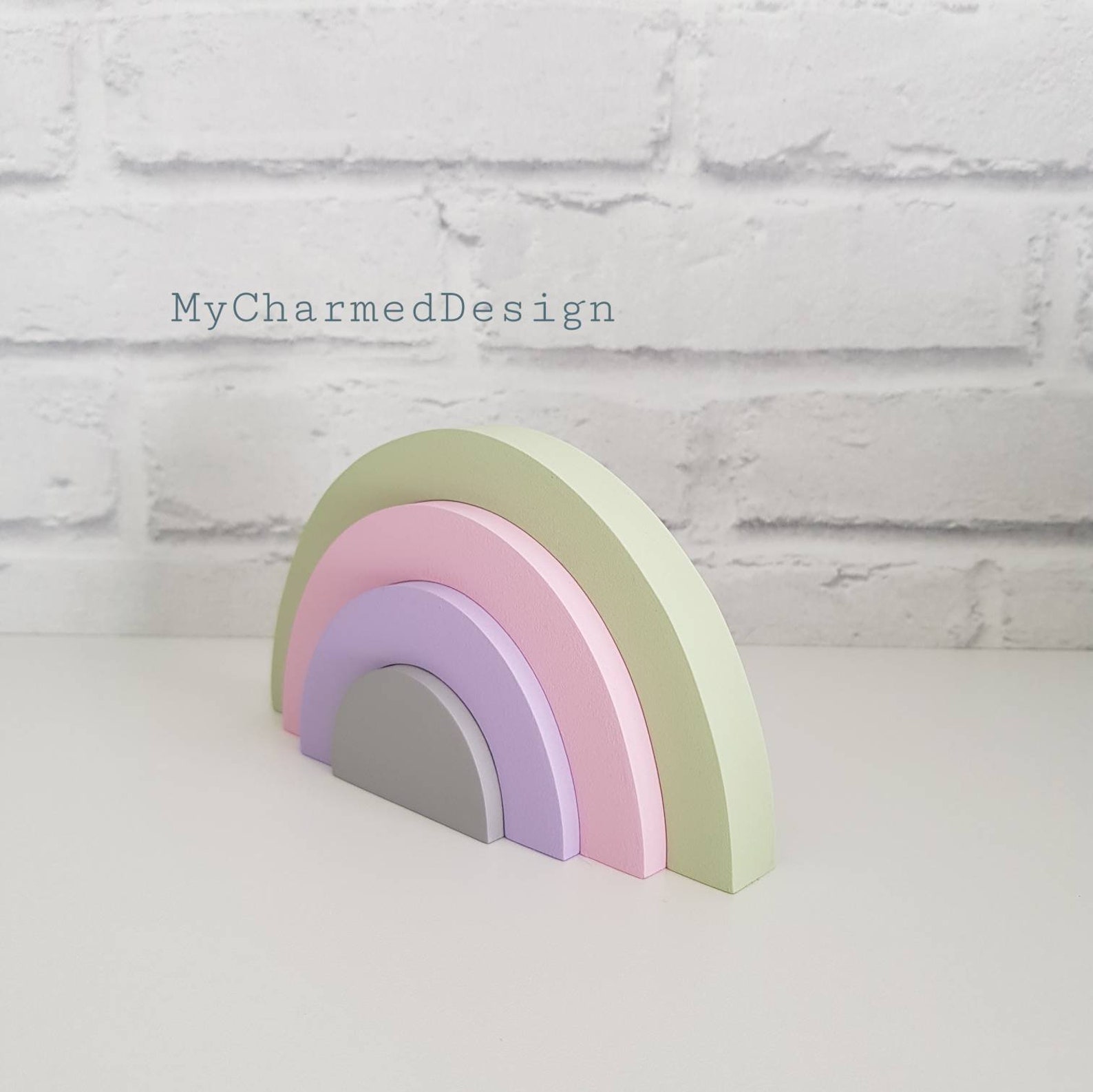 Pastel Wooden 4 Pc Rainbow Stack Nursery Decor Rainbow Baby - Etsy
