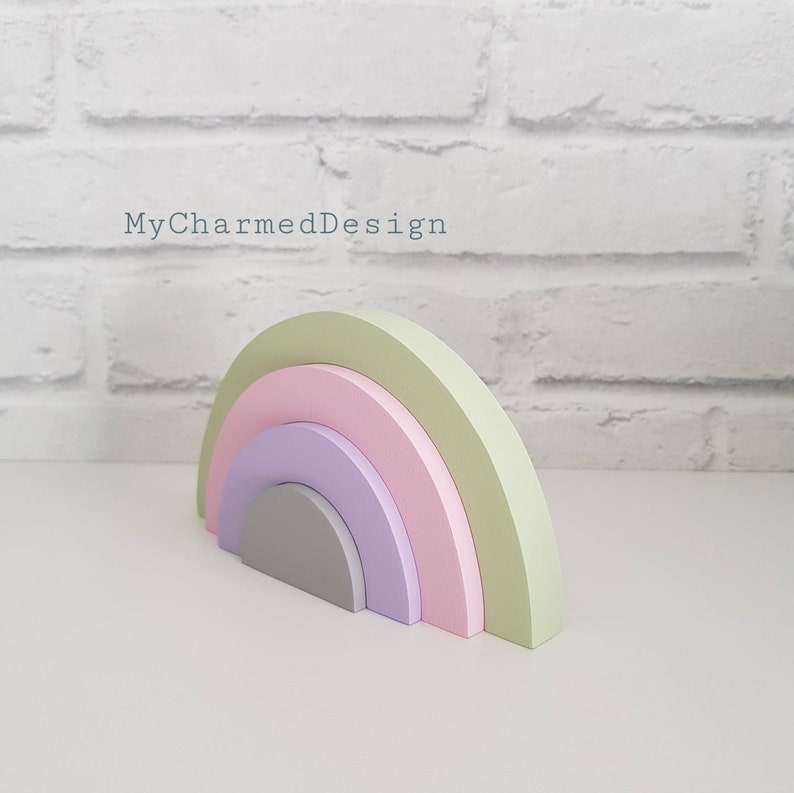 Pastel Wooden 4 Pc Rainbow Stack Nursery Decor Rainbow Baby - Etsy